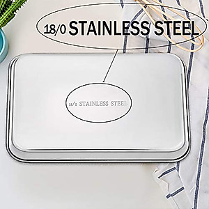 TeamFar Baking Sheet Set of 4, Stainless Steel Baking Pan Tray Cookie Sheet, Non Toxic & Healthy, Rust Free & Easy Clean - Dishwasher Safe