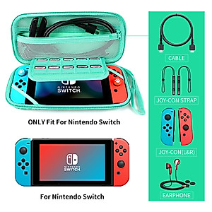 Grehge Carrying Case for Nintendo Switch,Leaf Crossing Hard Shell Protective Storage Case for Switch Console and Accessories,Cute Slim Portable Travel Carry Case Bag with 10 Game Card Slots for Girls