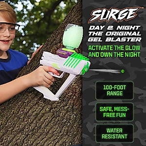 The Original Gel Blaster Surge (Day & Night Special Edition) - Glow-in-The-Dark Toy Gel Blasters with Water Based Beads - Extended 100+ Foot Range - Semi & Automatic Modes - Ages 14+
