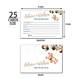 Little Bear Advice And Wishes Cards For The Dad-To-Be, Baby Advice Cards For New Dad, Baby Shower Party Game,Decorations Party Supply，25 Cards(bb012-JYK 004)