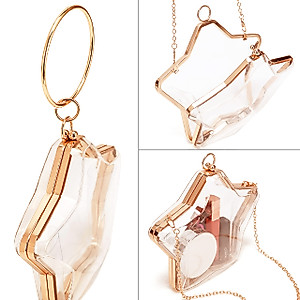 Rejolly Clear Star Shaped Purse for Women Acrylic Transparent Bracelet Evening Clutch Bag Novelty Handbag Crossbody Shoulder Bag with Chain Strap