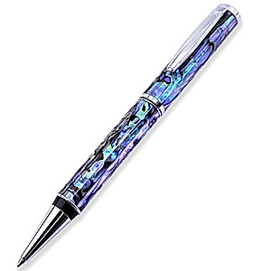 LACHIEVA luxury Handcrafted Sea Shell Abalone Metal Ballpoint Pen with Germany Schmidt P900M Refill, Best Gift for Writing (Blue and Black 2 Refills), Nice Pen Gift for Men & Women and Every Holidays