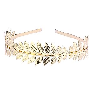 Toyvian Bridal Hair Crown Roman Goddess Leaf Branch Dainty Head Dress Boho (Gold)