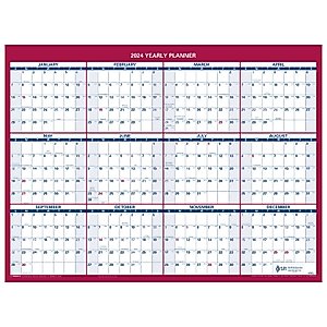 AT-A-GLANCE 2024 Erasable Calendar, Dry Erase Wall Planner, 12" x 16", Small, Vertical/Horizontal, Reversible, Compact (PM330B2824)