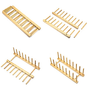 Lawei 4 Pack Bamboo Wooden Dish Rack - Plate Rack Stand Pot Lid Holder, Kitchen Cabinet Organizer for Bowl, Cup, Cutting Board and More