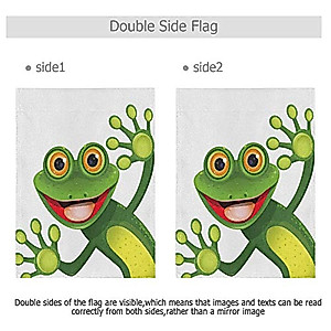 ALAZA Merry Green Frog with Greater Eye Burlap Garden Flag Double Sided,House Yard Flags,Holiday Seasonal Outdoor Decorative Flag 12x18 Gift
