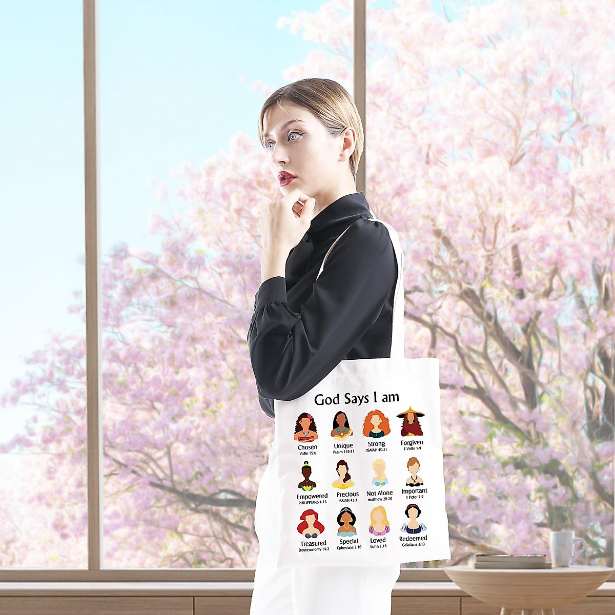 GJTIM Fairy Tales Gift Movie Princess Fan Gift Cartoon Movie Merchandise Gift Princess Accessories Bag Princess Themed Tote Bag (God Says Tote)