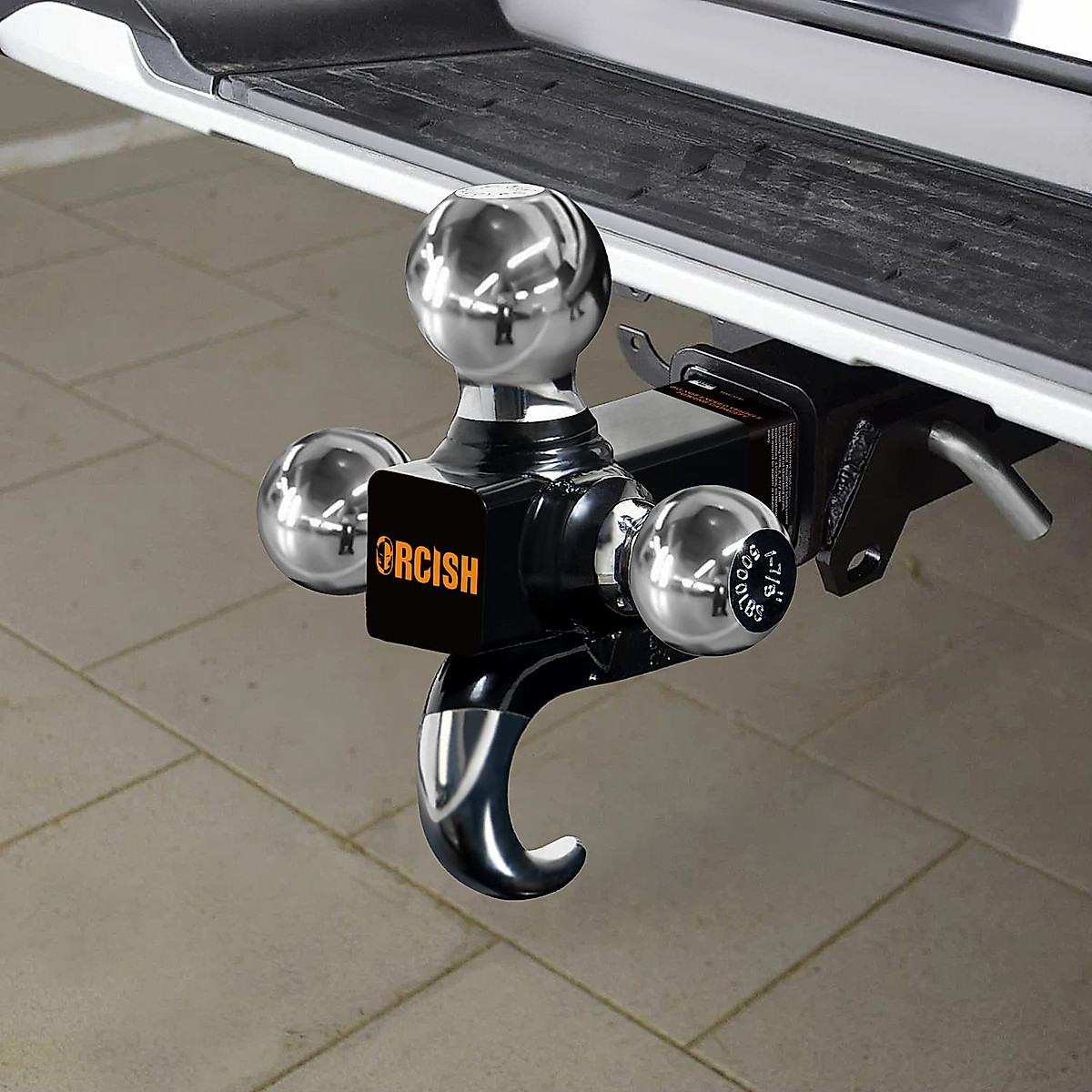 ORCISH Trailer Hitch Tri-Ball Mount with Hook & Pin, Trailer Ball Size 1-7/8", 2" and 2-5/16", Fit 2 Inch Hitch Receiver, 2/3 in 1 Ball Truck Hitch, Tow Hitch