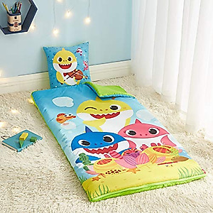 Baby Shark Indoor Slumber Set, Zip Around Sleeping Bag with 13"x18" Pillow, Ages 3+, 46"x26", Blue