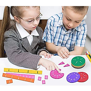 Meetory 134 Pcs Magnetic Fraction Tiles & Fraction Circles - Math Manipulatives for Preschool Elementary School Educational Resources Classroom Educational Kit