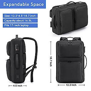 VGOAL 3 in 1 Laptop Backpack, 17.3 Inch Computer Bag Travel Casual Daypack Hiking Backpacks Lightweight Waterproof Backpack with USB Port for Men and Women (BLACK)