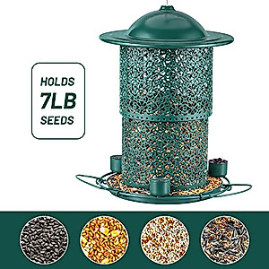 Bird Feeders for Outdoors Hanging,7lb/15 Cups Large Capacity Bird Feeder W/ 3Water Cups and 360° Circular Perch,Wild Bird Feeder as Gift for Bird Lovers Garden Patio Cardinals,Blue Jay Chicken Feeder