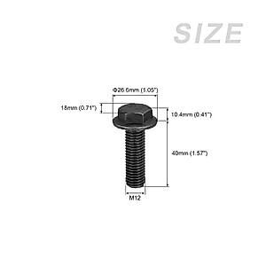 METALLIXITY Flanged Hex Head Bolts (M12x40mm) 6pcs, Hexagon Serrated Flange Bolt Fully Thread Screw - for House Construction Hardware Fasteners