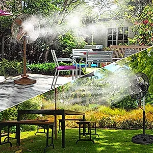 Outdoor Misting Fan Kit for a Cool Patio Breeze,Water Mister Spray for Cooling Outdoor,19.36FT (5.9M) Misting Line + 5 Brass Mist Nozzles + a Brass Adapter(3/4) Fit to Any Outdoor Fan