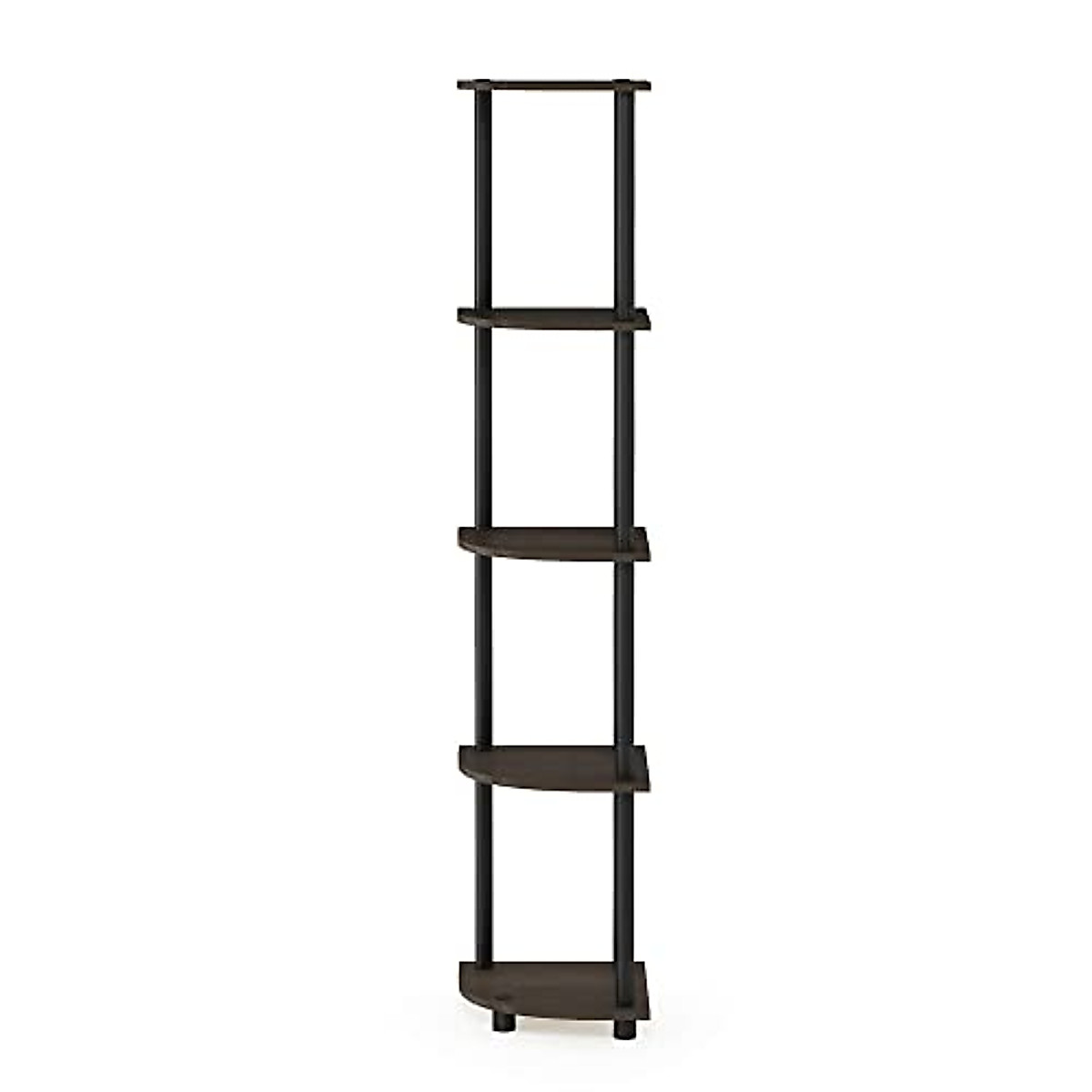 Furinno Turn-N-Tube 5 Tier Corner Display Rack Multipurpose Shelving Unit, 1-Pack, Dark Brown Grain/Black