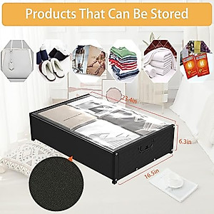 Mulyric Under Bed Storage with Wheels, Rolling Underbed Storage Container Bins with Lids, Large Space-Saving Uner Bed Storage Box Drawer Organizer for Shoes and Clothes (2-Pack)