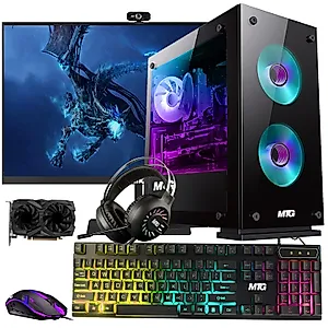 MTG Aurora 4T Gaming Tower PC- Intel Core i7 4th Gen, GTX 1660 Super 6GB GDDR6 192bits Graphic, 16GB Ram, 512GB Nvme, New MTG 27 Inch Monitor, RGB Keyboard Mouse, Headphone, Webcam, Win 10
