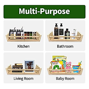 UNITURE Spice Rack Organizer 1pcs, Wall Shelf Wood Decorations for Living Room, Home Decor and Closet Organization