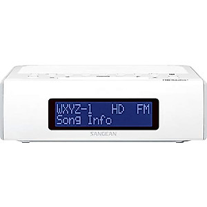 Sangean HDR-15 AM/FM Digital Tuning Clock Radio with USB Phone Charging, White