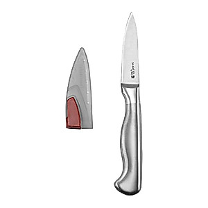 Sabatier Forged Stainless Steel Paring Knife with Self-Sharpening Blade Cover, 3.5-Inch, Razor-Sharp Small Kitchen Knife to Cut Fruit, Vegetables and more- High-Carbon Stainless Steel, Stainless Steel