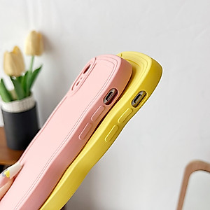 Caseative for iPhone Xr Case, Solid Color Curly Wave Frame Soft Compatible with iPhone Case (Yellow,iPhone Xr)