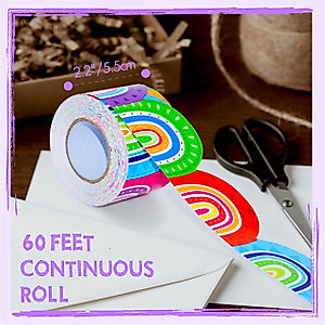 60 Feet Bulletin Board Borders, Colorful Rainbow Die-Cut Rolled Border Trim Decoration Borders for School, Classroom, Offices Walls, Desks, Windows, Doors, Lockers