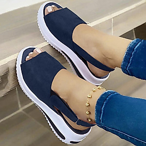 Sneakers for Women, Waterproof Sandals for Women Heels Fashion Sandals Plus Size Sneakers Comfy Shoes Heels Low Boots Red Closed Toe Sandals Women Dressy