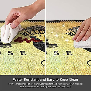 Kitchen Mat Set of 2 Farmhouse Anti Fatigue Floor Mat,Rooster Buffalo Plaid Sunflowers Kitchen Rug Sets PVC Leather Waterproof & Non-Slip Comfort Standing Mats for Kitchen,Sink,Office,Laundry