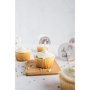 Ashleigh's Boho Rainbow Baby Shower Cupcake Topper Set: 24 Bohemian Rainbow Cupcake Picks & 50 Cupcake Liners, Gender Neutral Boy or Girl Summer Collection