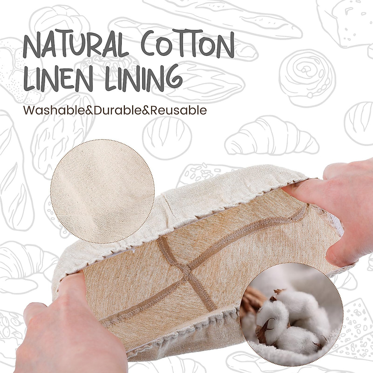 DOYOLLA Bread Proofing Baskets 10 inch Oval Shaped Dough Proofing Bowls w/Liners Perfect for Professional & Home Sourdough Bread Baking Supplies