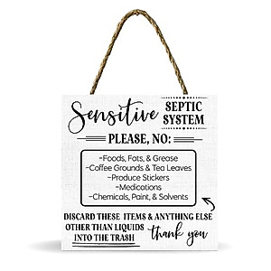 Sensitive Septic System Sign Great for Kitchen Sink Rental House Garage Cafe Bar Decor Sign Modern Farmhouse Decor Cute Wall Art Gift for Men and Women