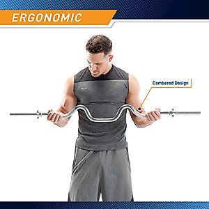 Marcy Triceps and Biceps Combo Curl Bar for 1-inch Weight Plates Weightlifting Strength Training Accessory for Home Gym TBC-51