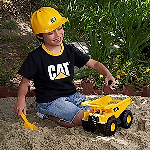 CAT Construction Toys, Dump Truck Set with CAT Hard Hat and Sand Tools, Outdoor Toys for Kids Ages 3+