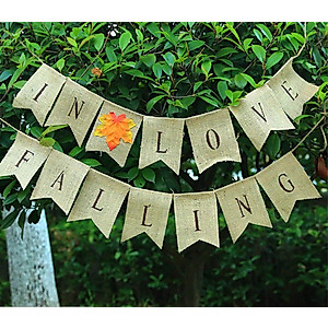 Alasida Falling in Love Burlap Banner, Great for Thanksgiving Decor, Valentines, Autumn Room Decoration, Party Decor for Birthday, Wedding, Bridal Baby Shower, Anniversary and Graduation