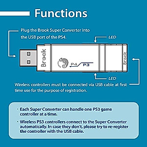 Brook Super Converter - PS3 to PS4, Support PS3 and PS5(Wired) Controllers on PS4 Console, Gaming Controller Adapter