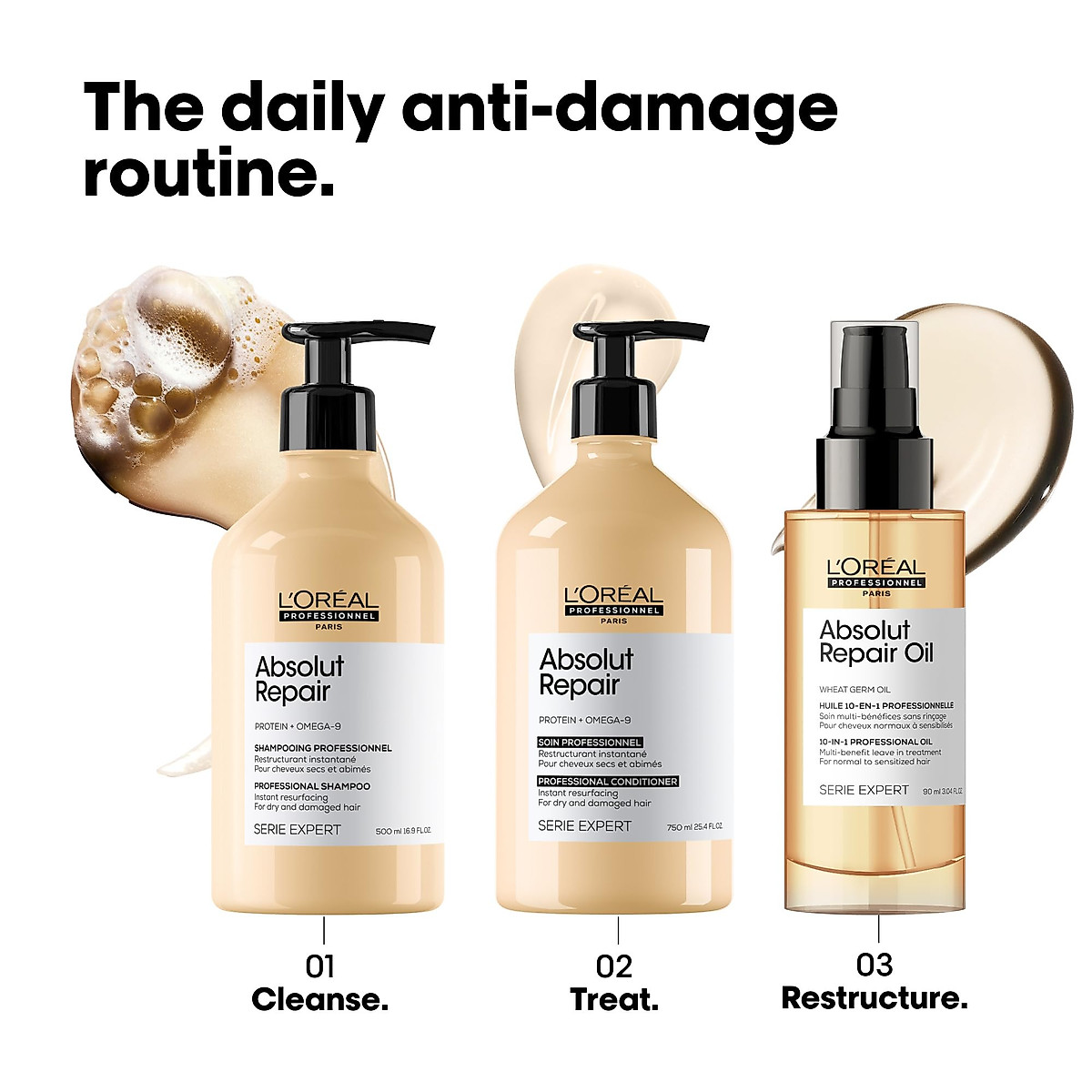 L'Oreal Professionnel Absolut Repair Conditioner - Protein Hair Treatment For Dry, Damaged Hair, Repairs Damage & Provides Shine With Quinoa & Proteins