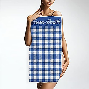 Emelivor Blue Buffalo Plaid Check Absorbent Custom Hand Towels with Your Name for Bathroom Personalized Fingertip Towel Guest Towel for Gym Multipurpose for Kitchen Gift