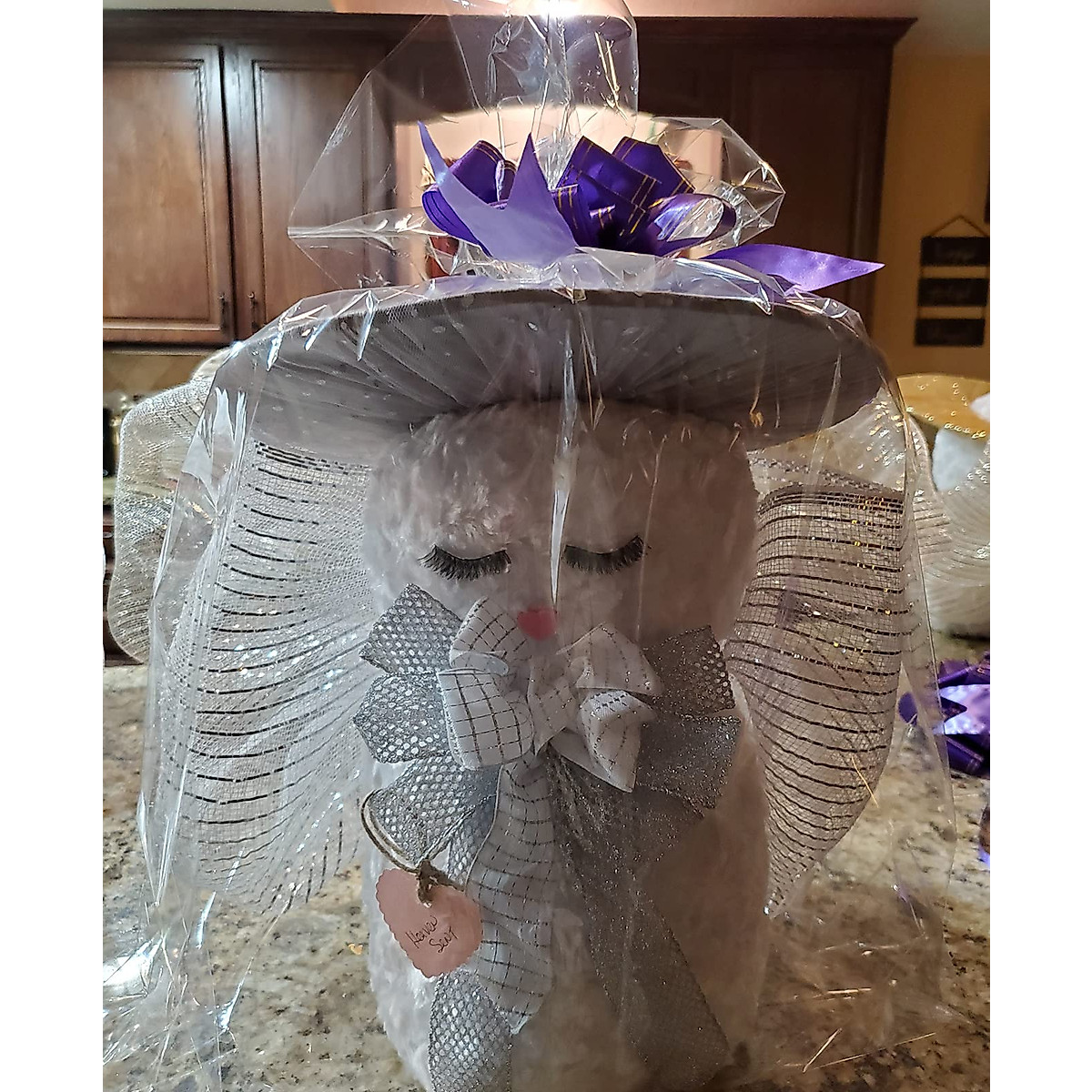 50 Packs Large Cellophane Bags 24" x 30" Clear Cellophane Gift Basket Wraps Extra-large 2.3 Mil Thick Cello Bags for Fruit Basket, Gift Wrap, Treats, Arts and Crafts, 50ct Ribbon Bows Yellow