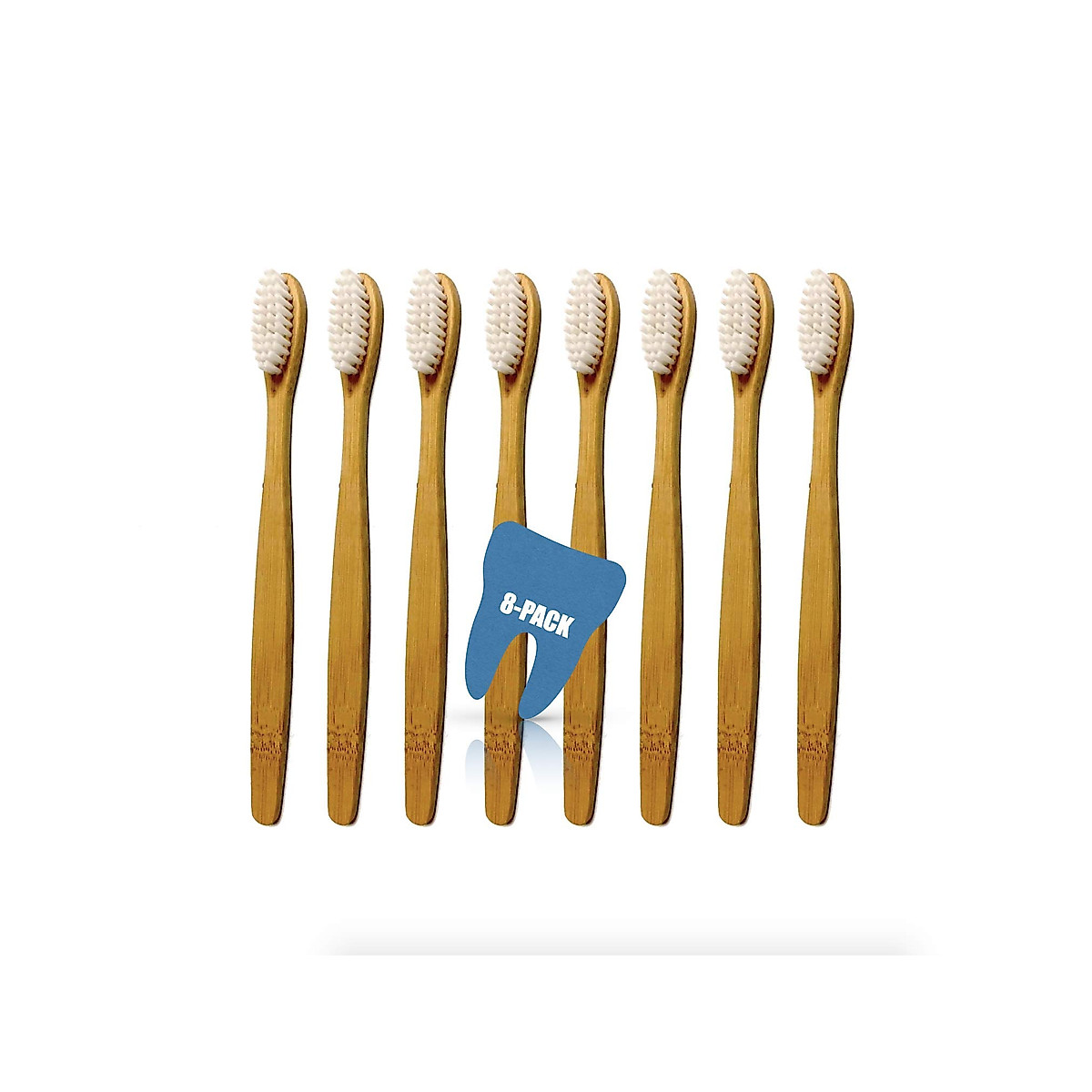 Organic, BPA-Free Bamboo Toothbrush - Biodegradable, Environment-Friendly, Natural, Compostable, Vegan - Clean Teeth, Clean Conscience, Good Oral and Heart Health (8-Pack, White - Hard Bristle)