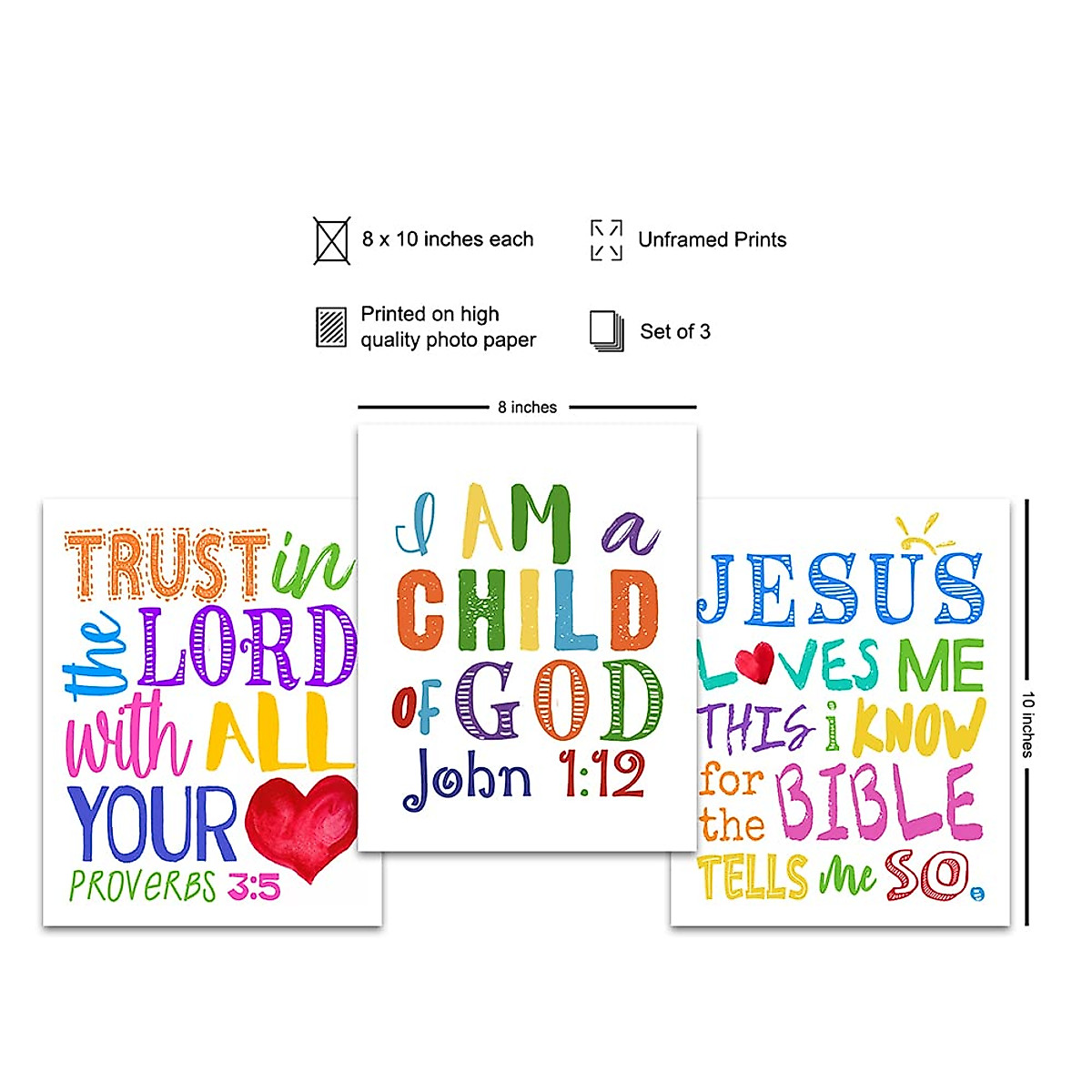 Jesus Loves Me - Trust in the Lord With All Your Heart - Child of God Wall Decor - Religious Scripture Wall Decor - Catholic Christian Gifts for Women, Kids, Pastor, Minister - Bible Verse Wall Art