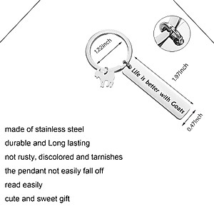 PENQI Goat Jewelry Goat Themed Gift Life is better with Goats Key Ring Funny Gift Farm Gift Farm Animal Lover Jewelry Goat Lover Gift (sliver)