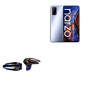 BoxWave Gaming Gear Compatible with Realme Narzo 30 Pro - Touchscreen QuickTrigger Auto, Trigger Buttons Autofire Gaming Mobile FPS - Jet Black