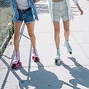 Roller Skates for Women Men PU Leather Classic Roller Skates Adjustable Four-Wheel High-Top Shoes for Beginner, Professional for Indoor Outdoor Girls Unisex