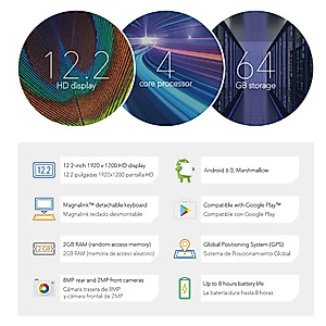 Pro12 with WiFi 12.2" 2-in-1 Touchscreen Tablet PC Featuring Android 6.0 (Marshmallow) Operating System, Black