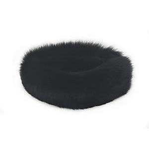 Hima 100% Real Fox Fur (Black) Headband Collar Neck Warmer Made in US