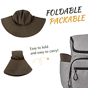 Wide Brim Sun Hats for Men Womens Waterproof UPF 50+ Boonie Bucket Hat UV Protection Packable Mens Beach Fishing Cap Hiking hat Grey