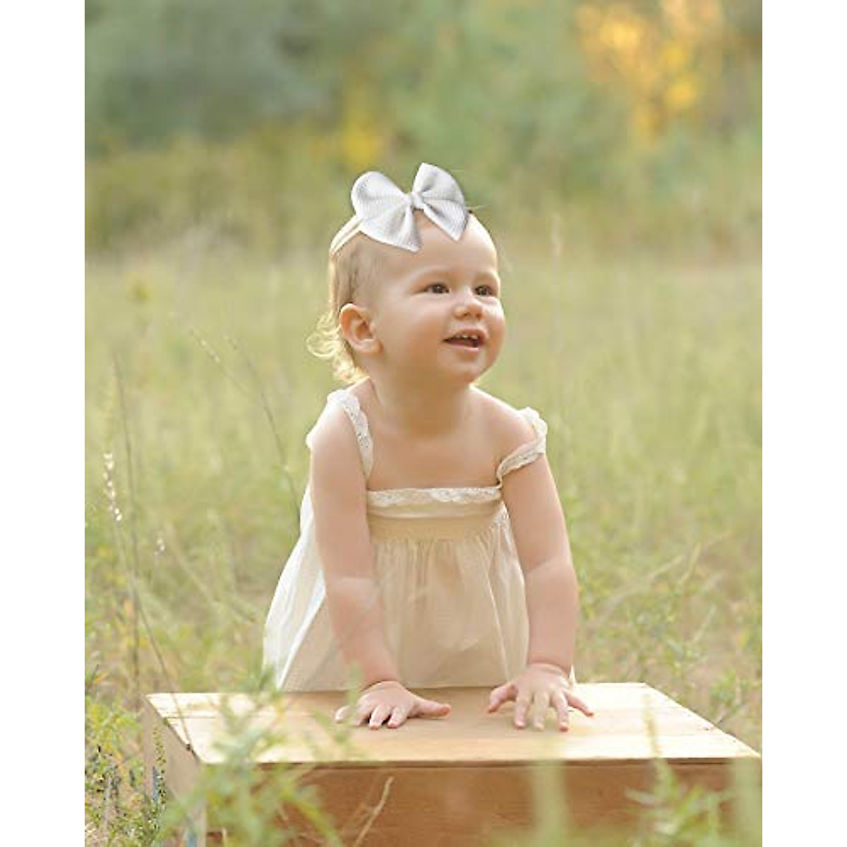MEEDEE 20 Pack Nylon Headbands: Newborn Bows, Large Baby Bows, Photography Hair Accessories for Infants and Little Girls