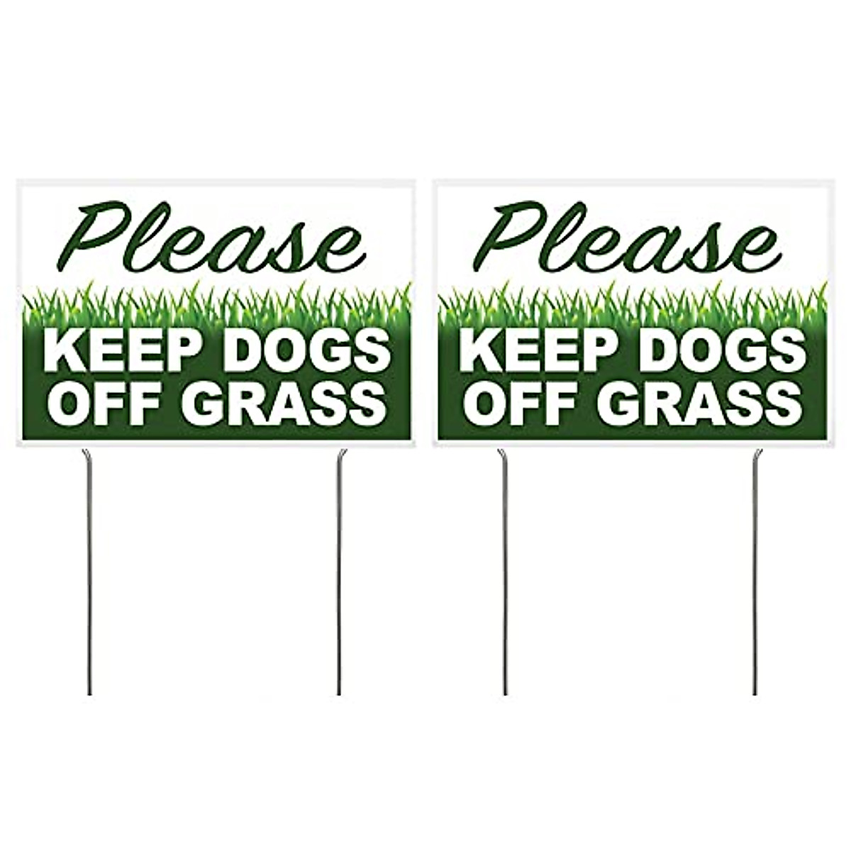 4 Less Co 8x12 Inch PLEASE KEEP DOGS OFF GRASS Yard Sign with Stake - 2 PACK