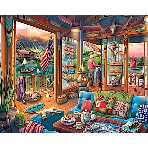 White Mountain Puzzles Lakeside Cabin, 1000 Piece Jigsaw Puzzle