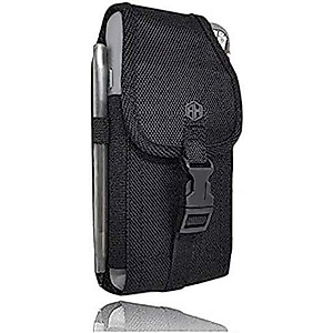 AH Military Grade Cell Phone Carrier Holster Men Cell Phone Belt Holder, for iPhone Holster T Mobile REVVL V, REVVL 6 iPhone 13 Pro Max, 14 Max S20 Plus Nylon Holster Fits Cell Phone w/ Otterbox
